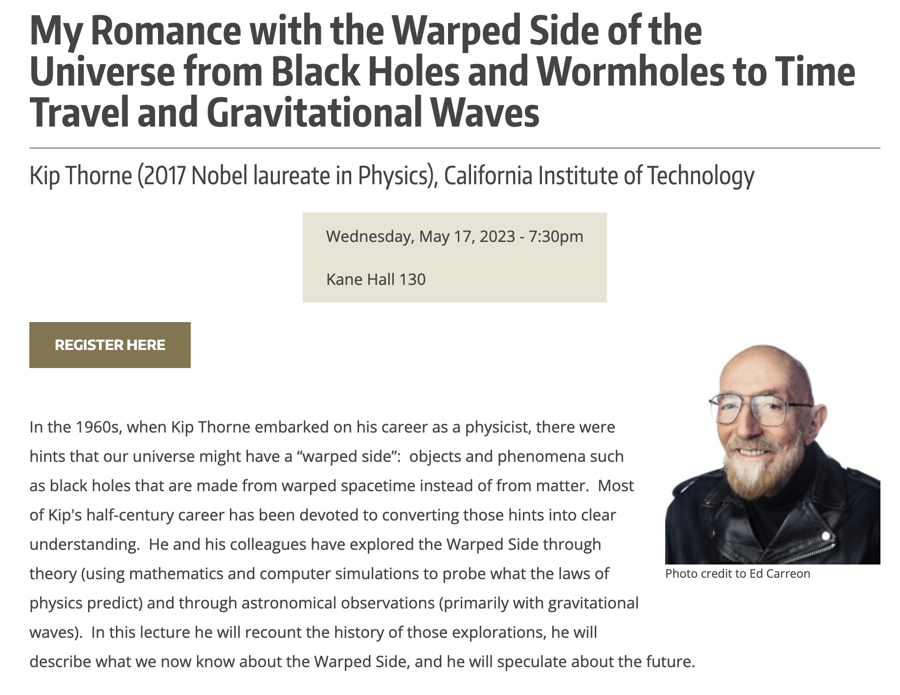 Kip Thorne – Frontiers of Physics – IQuS